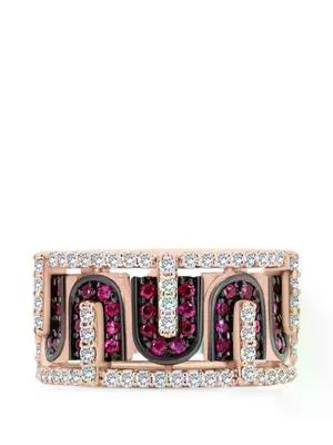 U LOS ANGELES Ruby And Diamond U Ring - Pink