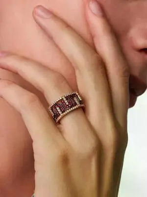 U LOS ANGELES 18k Rose Gold Diamond And Ruby Ring