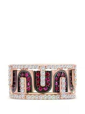 U LOS ANGELES 18k Rose Gold Diamond And Ruby Ring - Pink