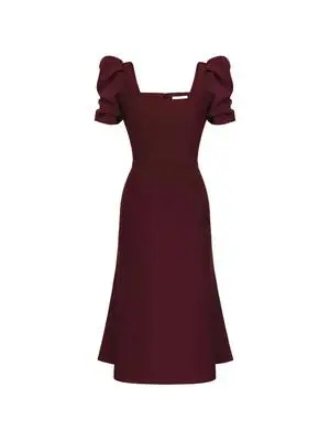 POST MERIDIEM Godet-silhouette Square-neck Midi Dress