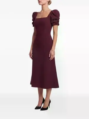 POST MERIDIEM Godet-silhouette Square-neck Midi Dress