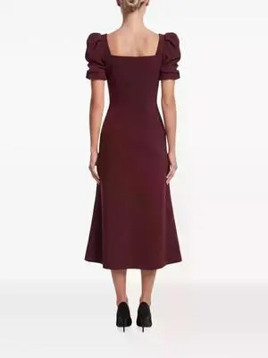 POST MERIDIEM Godet-silhouette Square-neck Midi Dress