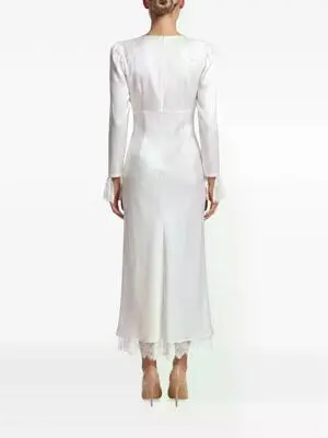 POST MERIDIEM Milk Satin Lace-trim Fitted Midi Dress