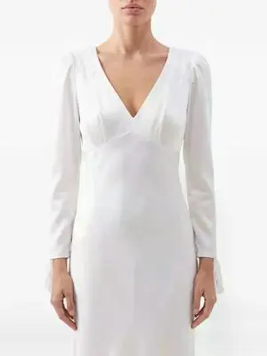 POST MERIDIEM Milk Satin Lace-trim Fitted Midi Dress