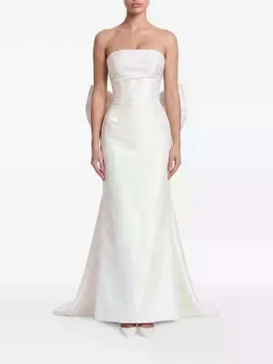 POST MERIDIEM Strapless Maxi Dress With Bow Detail