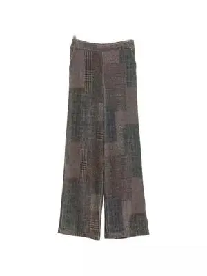 BYE Patchwork Check Wide Leg Trousers