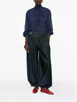 FORTE_FORTE Tie-neck Printed Blouse