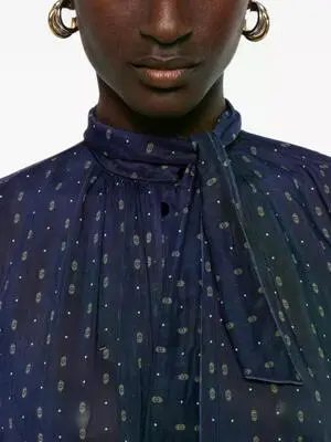 FORTE_FORTE Tie-neck Printed Blouse