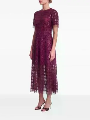 POST MERIDIEM Sequin Embellished Fringed Midi Dress