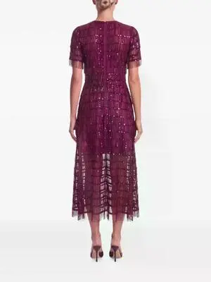 POST MERIDIEM Sequin Embellished Fringed Midi Dress