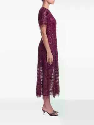 POST MERIDIEM Sequin Embellished Fringed Midi Dress