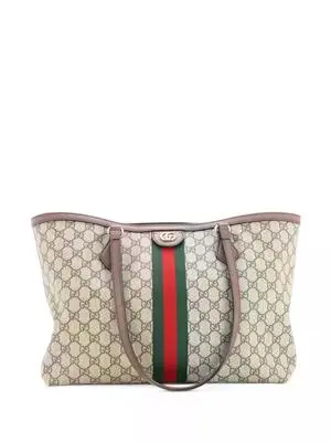 Gucci Ophidia Shopping Gg Coated Canvas Medium Tote Bag Brown
