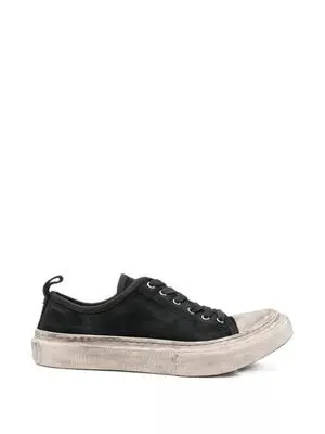 ANN DEMEULEMEESTER Halli Distressed-effect Lace-up Sneakers - Black