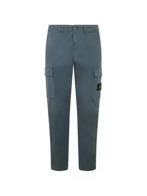Stone Island 3100032 Stretch Organic Cotton Twill Cargo Trousers - Blue