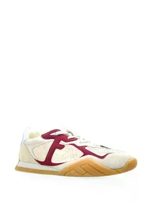 Fendi Low-top Sneakers In Leather And Suede - Neutrals
