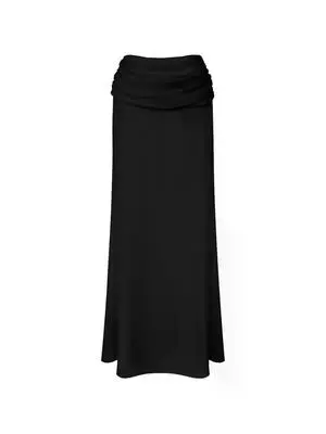 POST MERIDIEM Draped Chiffon Maxi Skirt - Black