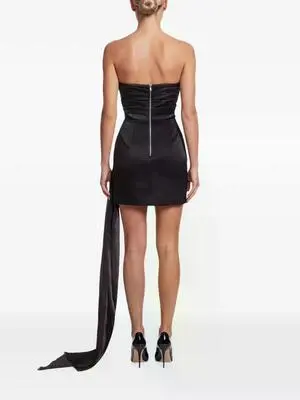 POST MERIDIEM Rhinestone-embellished Draped-train Mini Dress