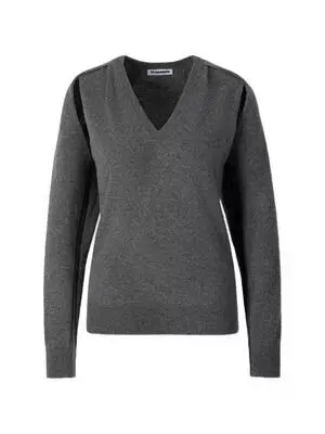 JIL SANDER V-neck Cut-out Sweater - Grey