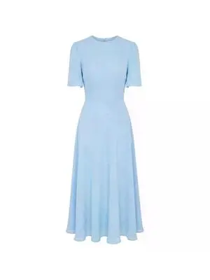 POST MERIDIEM Rhinestone Embellished Chiffon Midi Dress