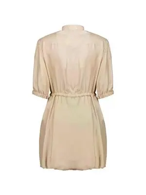 Moncler Silk Twill Mini Shirt Dress - Neutrals