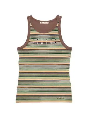 Marni Eyelet-embellished Striped Tank Top
