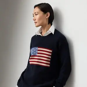 Ralph Lauren Flag Cashmere Crewneck Sweater - Midnight W/flag