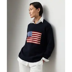 Ralph Lauren Flag Cashmere Crewneck Sweater - Midnight W/flag