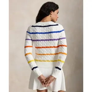Ralph Lauren Us Open Striped Cable Cotton Cardigan