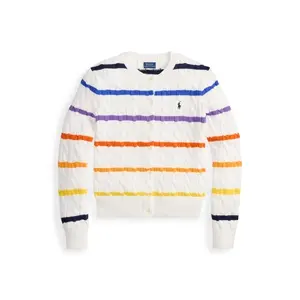 Ralph Lauren Us Open Striped Cable Cotton Cardigan