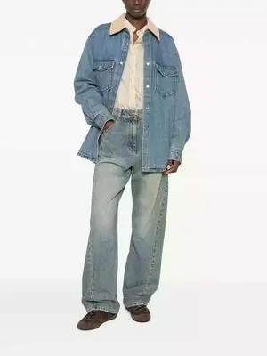SYSTEM Corduroy Collar Chest Pocket Denim Jacket