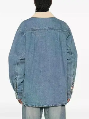 SYSTEM Corduroy Collar Chest Pocket Denim Jacket