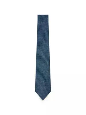 Canali Geometric-pattern Silk-blend Tie - Blue