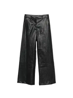 Imperial Basket-weave Wide-leg Trousers