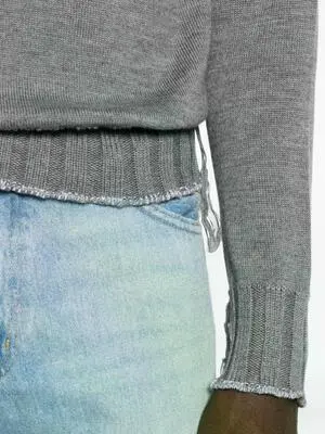 THE AMHANTE Distressed-effect Ribbed-trim Sweater