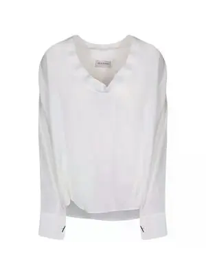 ERMANNO FIRENZE Pearl-embellished V-neck Blouse