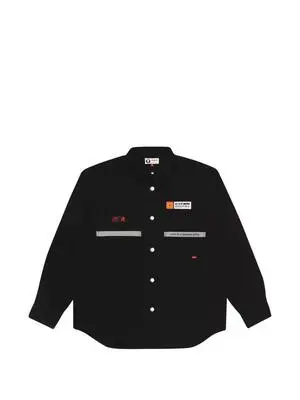 AAPE BY *A BATHING APE Logo-patch Button-up Shirt - Black
