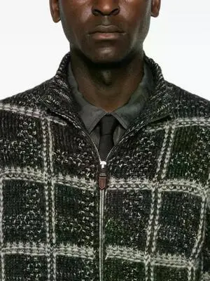 Canali Check-pattern Zip-up Cardigan
