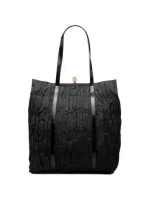 Prada Re-nylon Pleated Tote Bag With Leather Trim