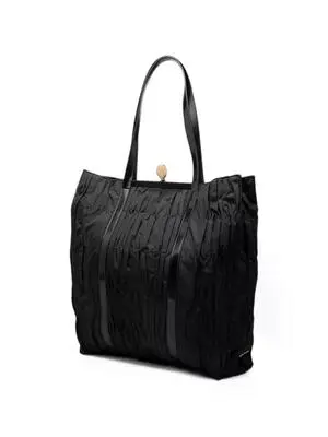 Prada Re-nylon Pleated Tote Bag With Leather Trim