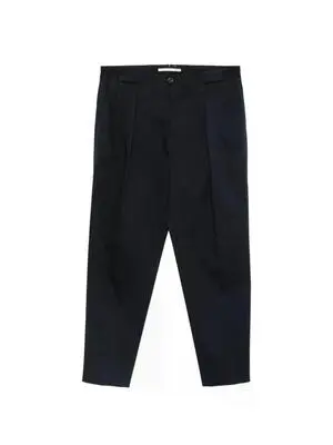 BRIGLIA 1949 Navy Pleated Tapered Trousers - Blue