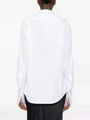 Fendi Long-sleeve Bib Front Band Collar Shirt - White