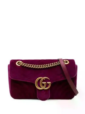 Gucci 2016-2026 Medium Gg Marmont Matelasse Velvet Shoulder Bag - Purple