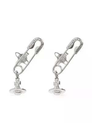 VIVIENNE WESTWOOD Safety Pin Orb Pendant Earrings - Silver