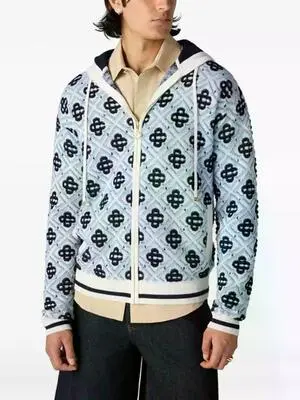 Casablanca Merino Monogram Zip‑up Hooded Sweatshirt