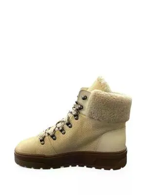 POLLINI Shearling-trim Leather Ankle Boots - Neutrals