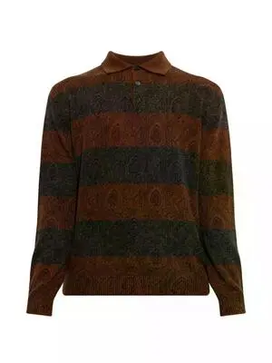 Etro Paisley-pattern Striped Polo Sweater