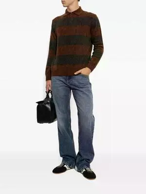 Etro Paisley-pattern Striped Polo Sweater