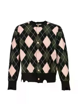MASU Argyle Distressed Cardigan