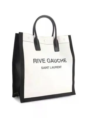 Saint Laurent Rive Gauche Canvas Tall Tote Bag - Neutrals