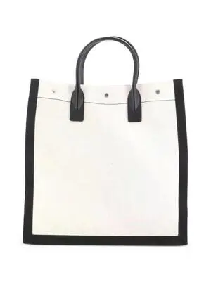 Saint Laurent Rive Gauche Canvas Tall Tote Bag - Neutrals
